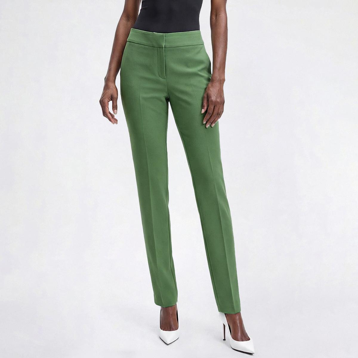 Kasper Crepe High-Rise Slim Pants  Regular & Petite - Loden Dusk